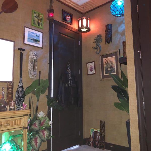 Exotic Hexagon Panel Tiki Lamp Bar Pendant Light With Seashell and ...