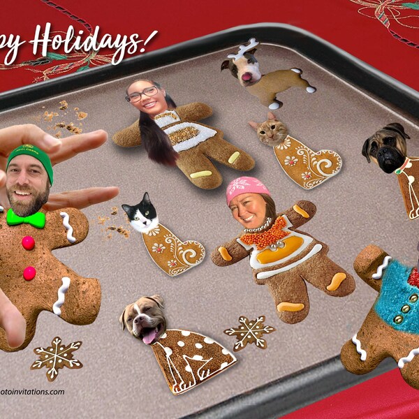 Funny Scared Gingerbread Family Christmas Card: Custom Caricature ...