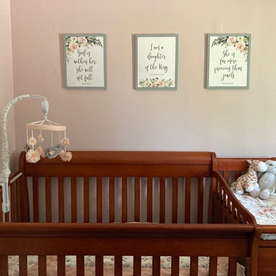 Baby Girl Nursery Bible Verses, Christian Baby Gift, Nursery Floral ...