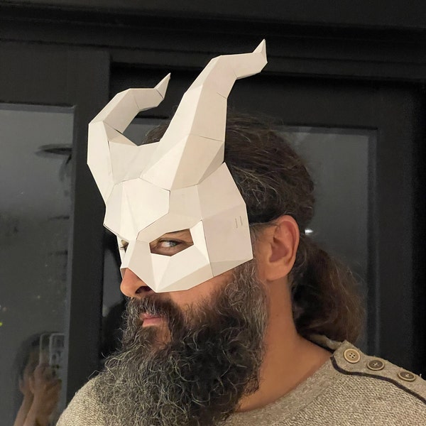 Demon Horns 3D Papercraft Mask Template, Low Poly Devil Paper Mask ...
