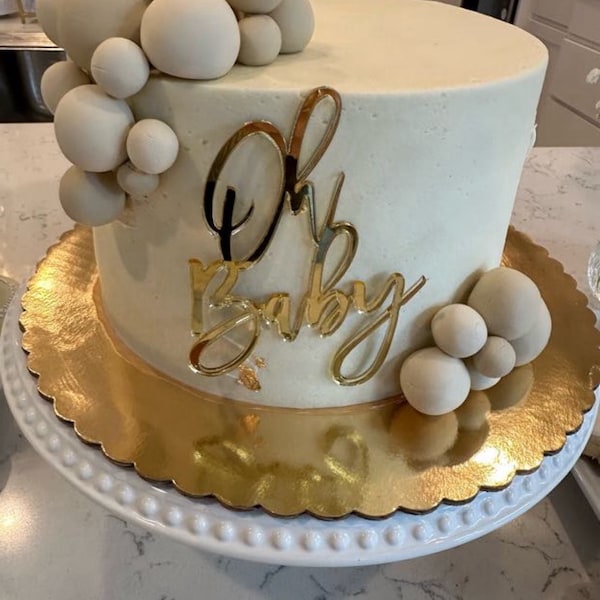 Oh Baby- Acrylic Cake Name Tags, Cake Charms, for Baby Shower, Gender ...