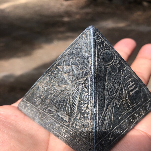 Egyptian Statue Pyramid / Pyramidion Featuring the Sun God Ra and ...