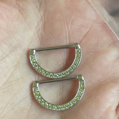 Titanium Conch Ring With One Side Swarovski Jewelled Cz Micro Barbell ...