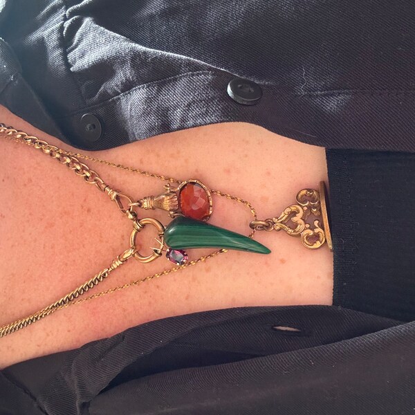 Vintage 1930s Art Deco Open Back Crystal Glass 22” Silver Tone Necklace ...