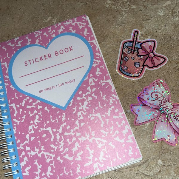 Reusable Retro Y2K Pink Sticker Book - Sticker Collecting Book 100 ...