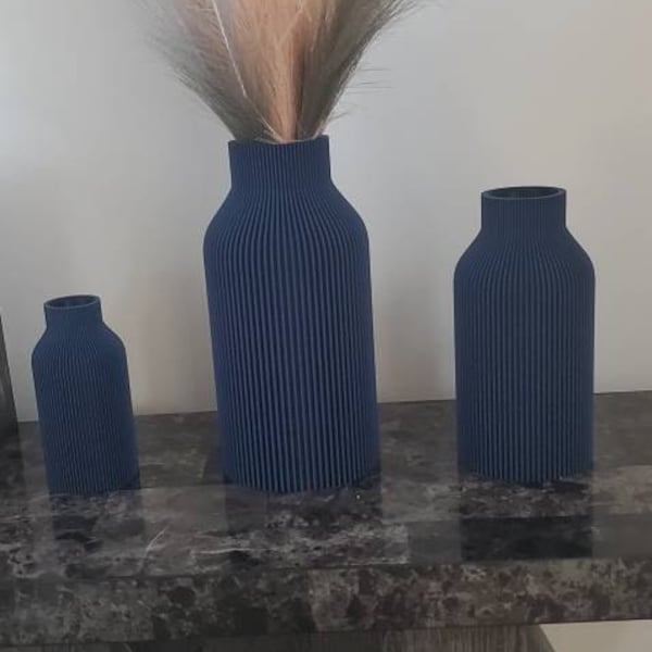 NAVY BLUE Vase "bottle" - Sleek Design - Original and Striking Decor ...
