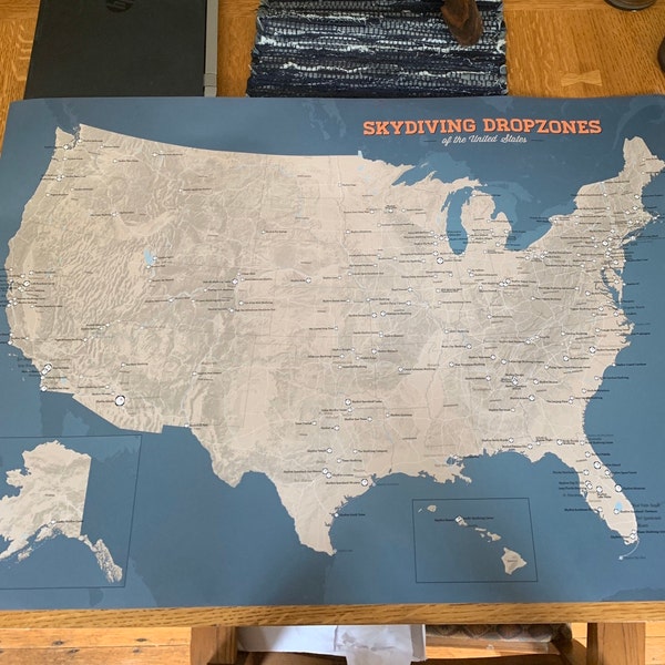 US Skydiving Dropzones Map 24x36 Poster - Etsy