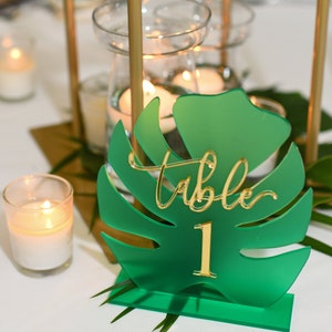 Monstera Leaf Table Number Tropical Table Number Hand Lettered Table ...