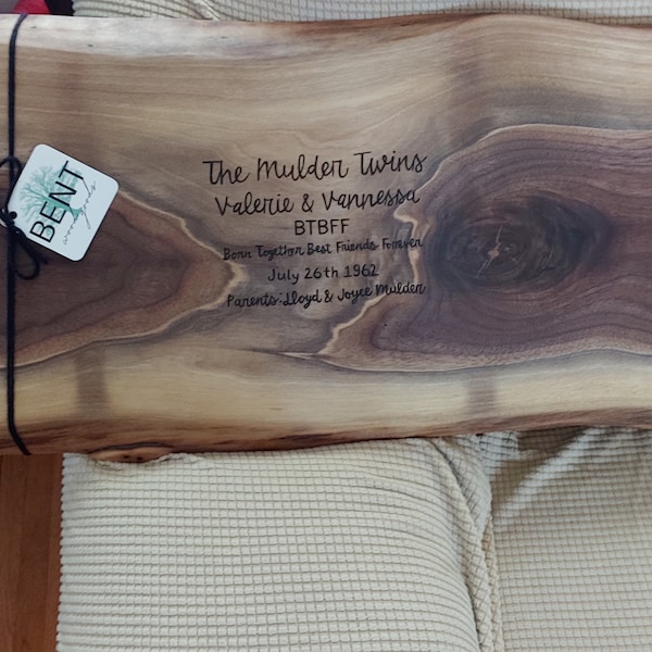 Extra Large Live Edge Charcuterie Board: Personalized Black Walnut ...