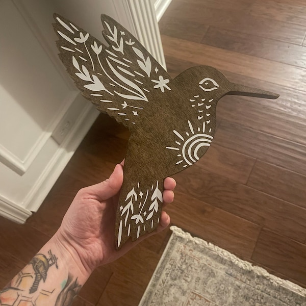 Hummingbird Wood Wall Art, Western Decor Wall Hanging, Woodland Nursery ...