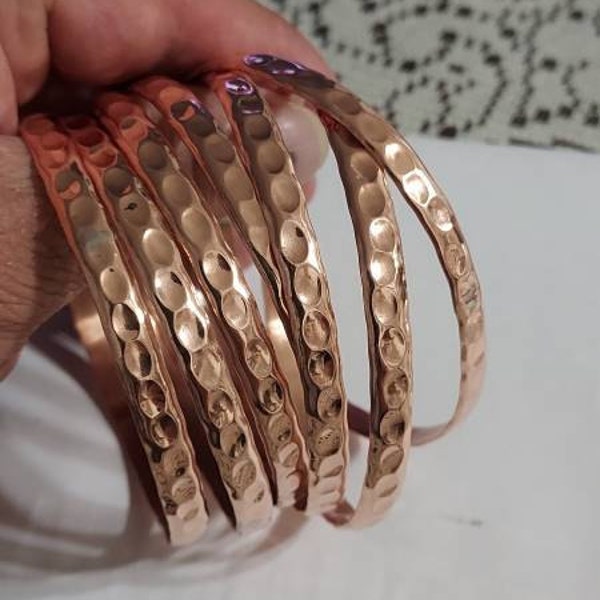 Pure Copper Bangle, Set of 7 Solid Copper Bangle, Set of 7 Pcs ...