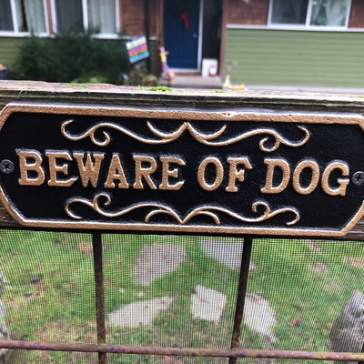 Beware of Dog, Sign, Cast Iron, Dog Sign, 10 Wide, 3 Tall, Beware of ...
