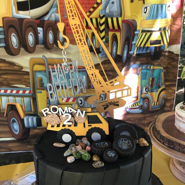 Construction Birthday Party, Personalized Wood Construction Truck Crane ...