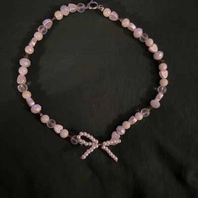 Ribbon Heart Pendant Necklace Ribbon Choker Necklace Silver Heart ...