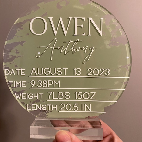 Acrylic Birth Announcement Sign: Newborn Stats, Nursery Decor - Etsy
