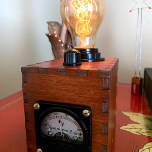 Meter Wood Lamp With Edison Bulb. Personalized Original Voltmeter and ...