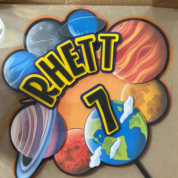 Custom Solar System Cake Topper - Space Cake Topper, Planets Birthday ...