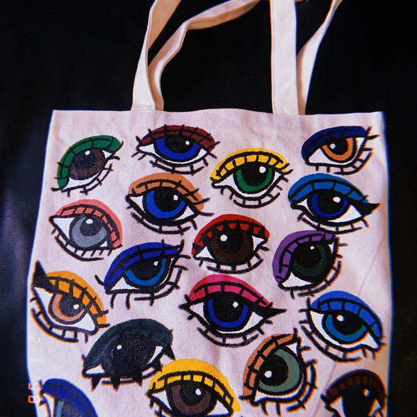 Optic Totes | Hand Painted | Eye | Tote Bag | Trendy | Bag | Purse ...