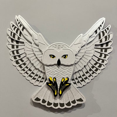 Snowy Owl SVG Layered Owl in Flight SVG - Etsy UK