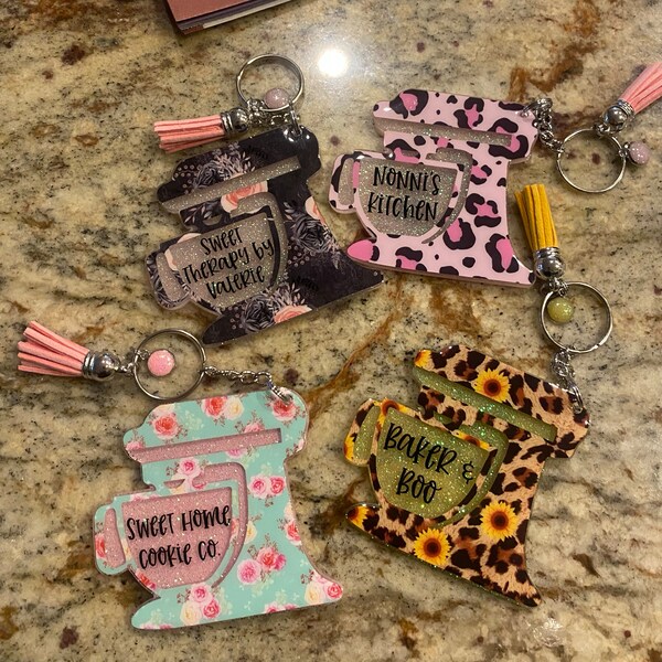 Customizable Bakers Gonna Bake Glitter Keychain | Kitchen Mixer ...