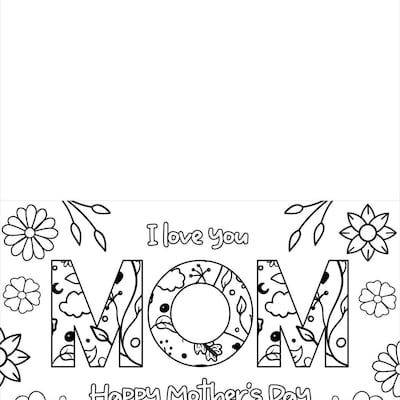 Printable Mothers Day Coloring Card for Kids. DIY Mothers Day Gift ...