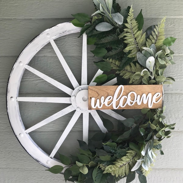 Wooden Welcome Word Cutout, Script Welcome Sign, Painted Welcome Sign ...