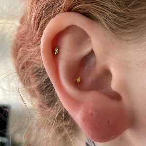 Five Petal Flower Threadless Push Pin, Cartilage Earrings, Tragus Stud ...