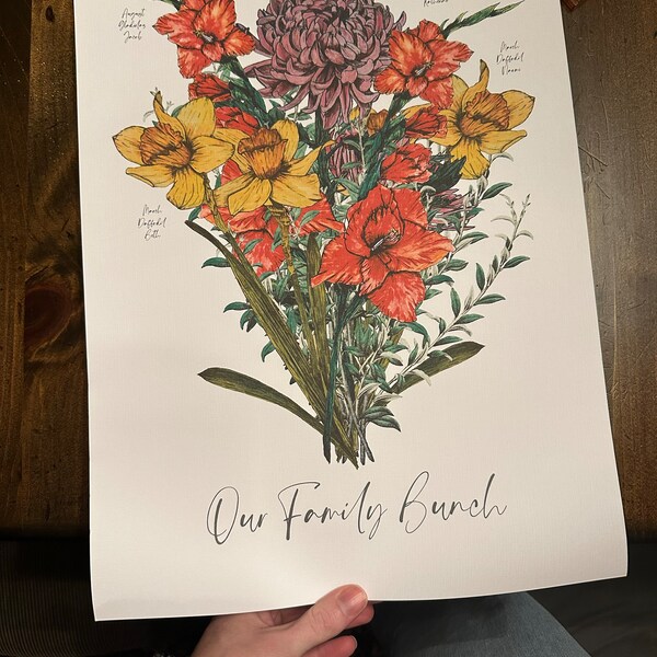 Personalised November Birth Flower Print / Birth Flower Hand Drawn ...