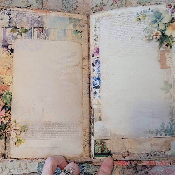 Printable Junk Journal Pages, Pastel Botanical Ledger Journal Pages Set ...