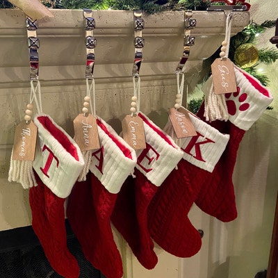 Custom Stocking Name Tag Beaded Stocking Tag Stocking Name Tag With ...