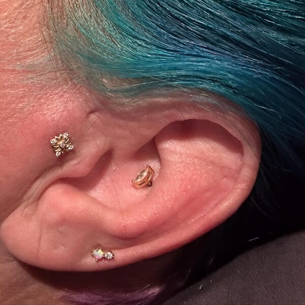 14K 16G Solid Gold Dermal Piercing/internally Threaded Dermal Anchor ...