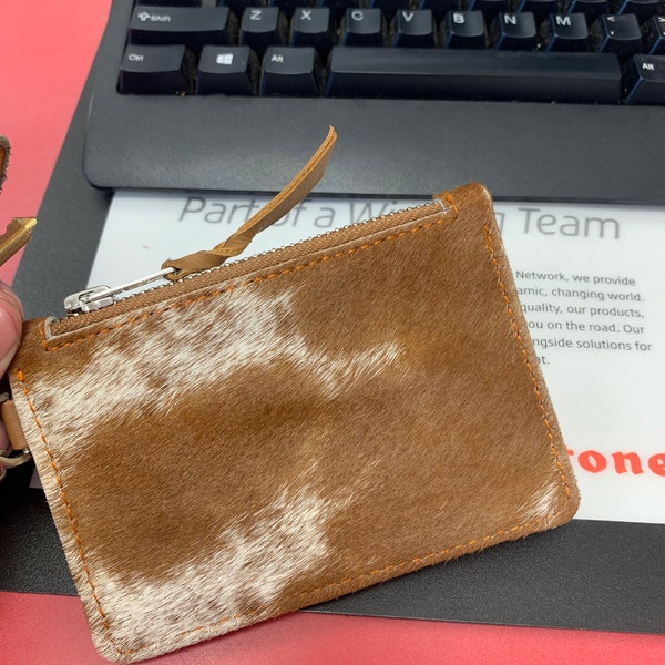 Cowhide Keychain Wallet Credit Card Holder Case Change Coin Purse ...