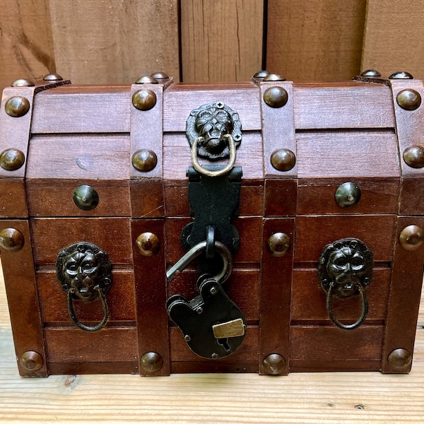 11-3/4" Pirate Chest With Iron Lock, Handmade Pirate Chest, Treasure ...