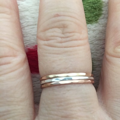 HOT Tri Color Rings Hammered Set Tri Color Ring Set 3 Band Ring Set ...