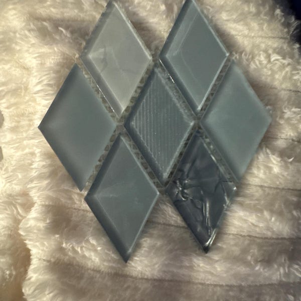 Icy Blue-gray Diamond Glass Tile – Mixed Texture Mosaic for Kitchen ...