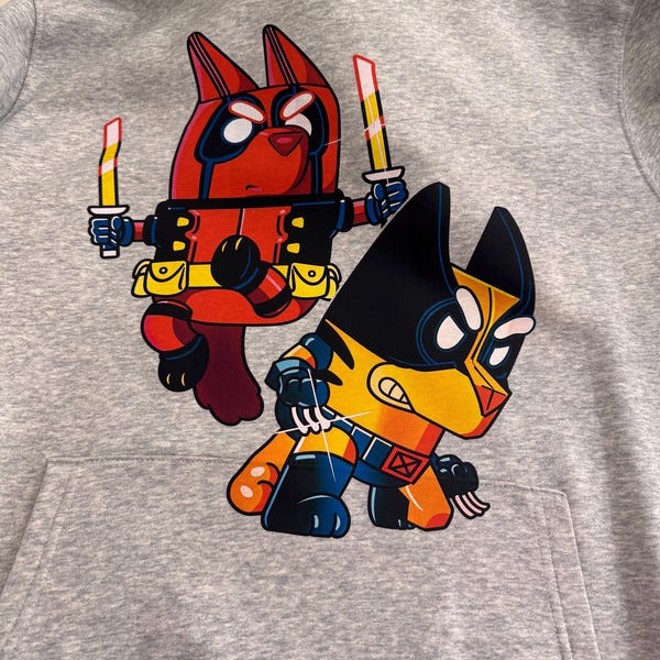 Dtf Ready to Press Bluey Deadpool and Wolverine Direct to Film Transfer ...