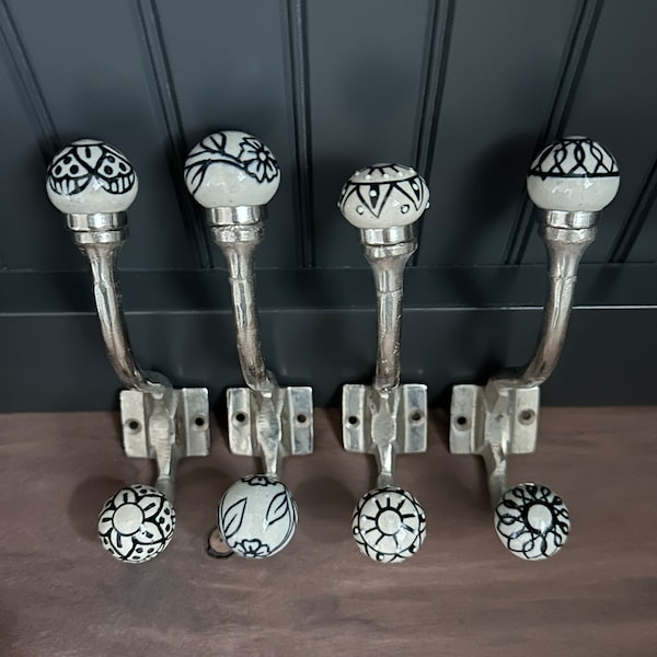 Vintage Ceramic Coat Hooks Hangers, Antique Bronze Iron Wall Hooks, Wall Hooks Coat Rack Wall ...