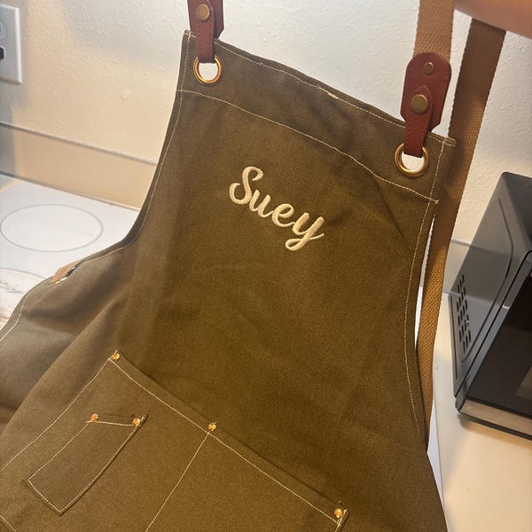 Personalized Canvas Apron: Embroidered Kitchen Apron With Pockets for ...