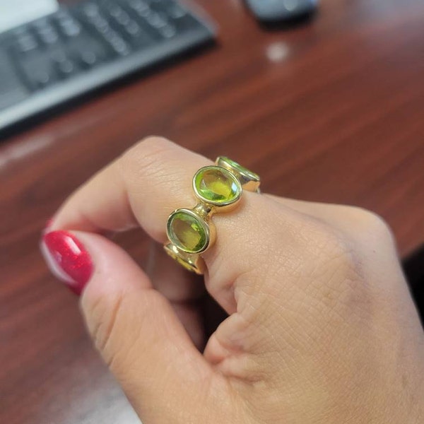 Peridot Gemstone Quartz Ring - August Birthstone -green Gemstone - Gold ...