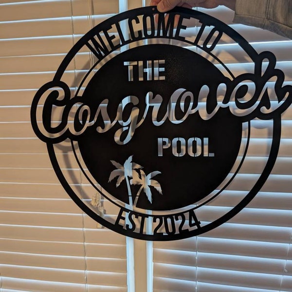 Personalized Family Pool Sign, Swimming Pool Metal Sign, Tiki Bar, Pool ...