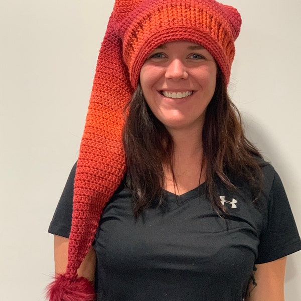 Pattern/super Long Super Easy Crochet Stocking Cap Pattern/crochet Hat Pattern/crochet Stocking ...