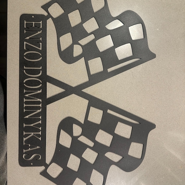 Custom Checkered Flag Racing Sign, Checkered Flag Monogram ...