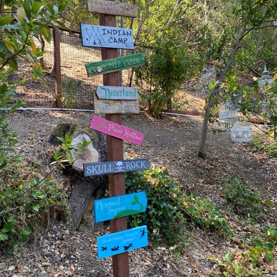 Customized Directional Sign Wooden Mile Marker Peter Pan Neverland ...