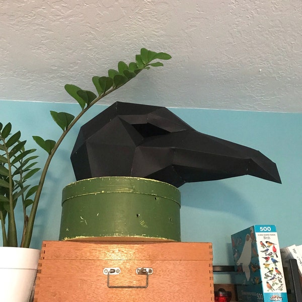 Crow Mask Template - Paper Mask, Papercraft Mask, Masks, 3d Mask, Low ...