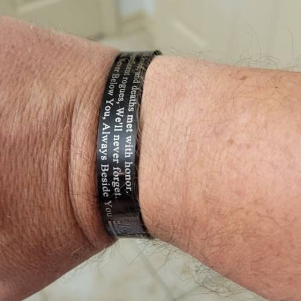 Custom Engraved Memorial Military Bracelet - Military Black Stainless ...