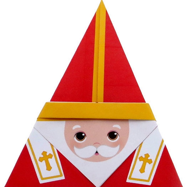 Saint Nicholas Craft Catholic Origami St Nick Printable Paper Ornament ...