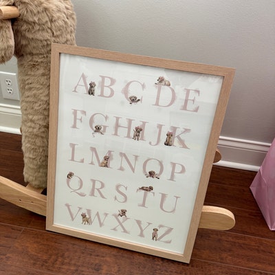 YELLOW LAB Nursery Wall Art: Labrador Alphabet Poster in Pastel Blue ...