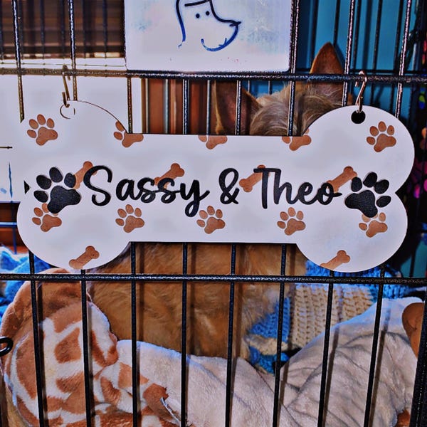 Walnut Personalized Crate Sign, Custom Dog Decor, Hanging Crate Tag ...