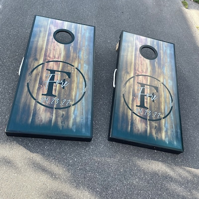 Rustic Barnwood Cornhole, Custom Cornhole Boards, Rustic Wedding ...