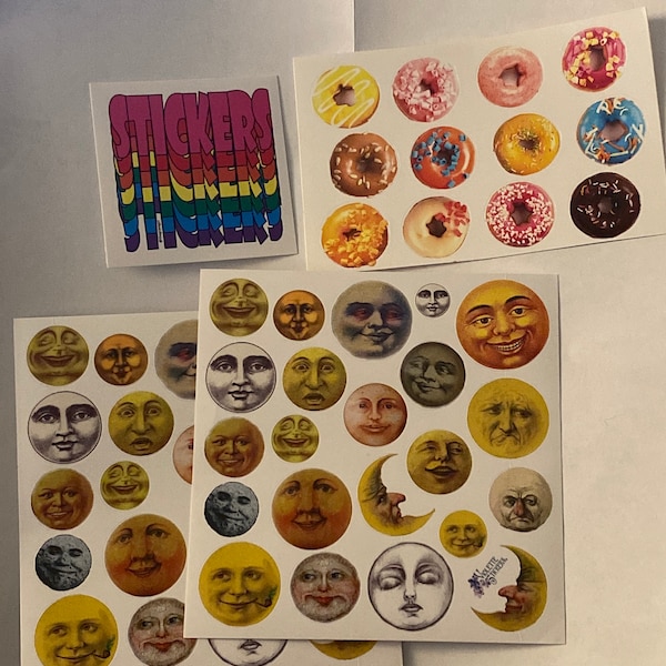 Man in the Moon Faces Stickers Sheet - Etsy